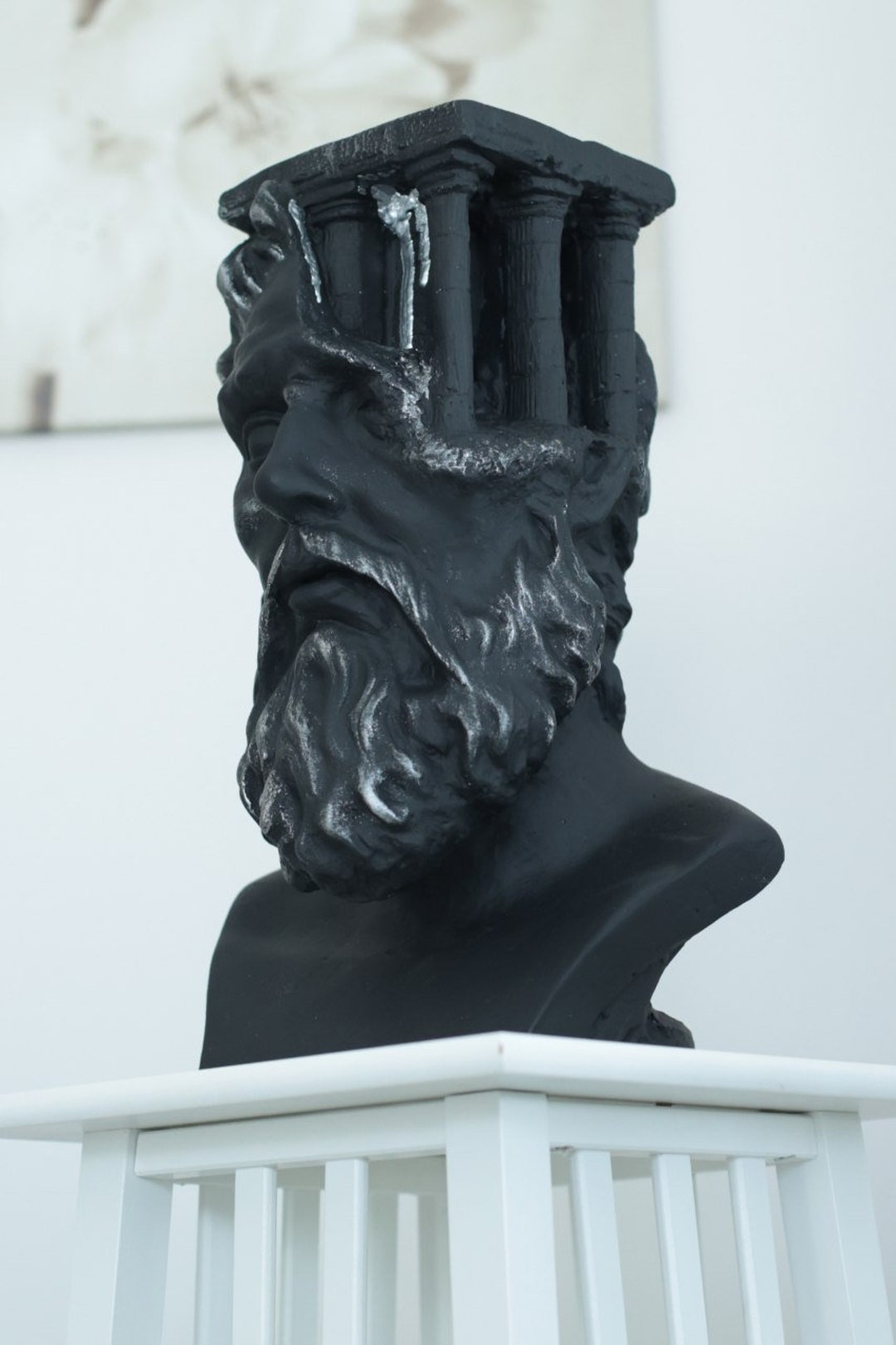 Black Large Zeus Sculpture Statue, Zeus Bust Statue, Bust, Black ...