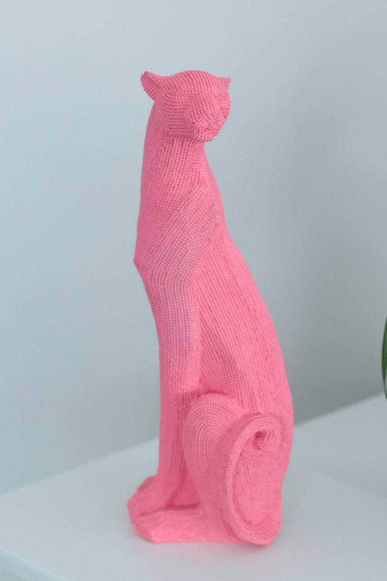Large Panther Pink Sculpture Statue, Panther Bust Statue, Bust, Pink ...