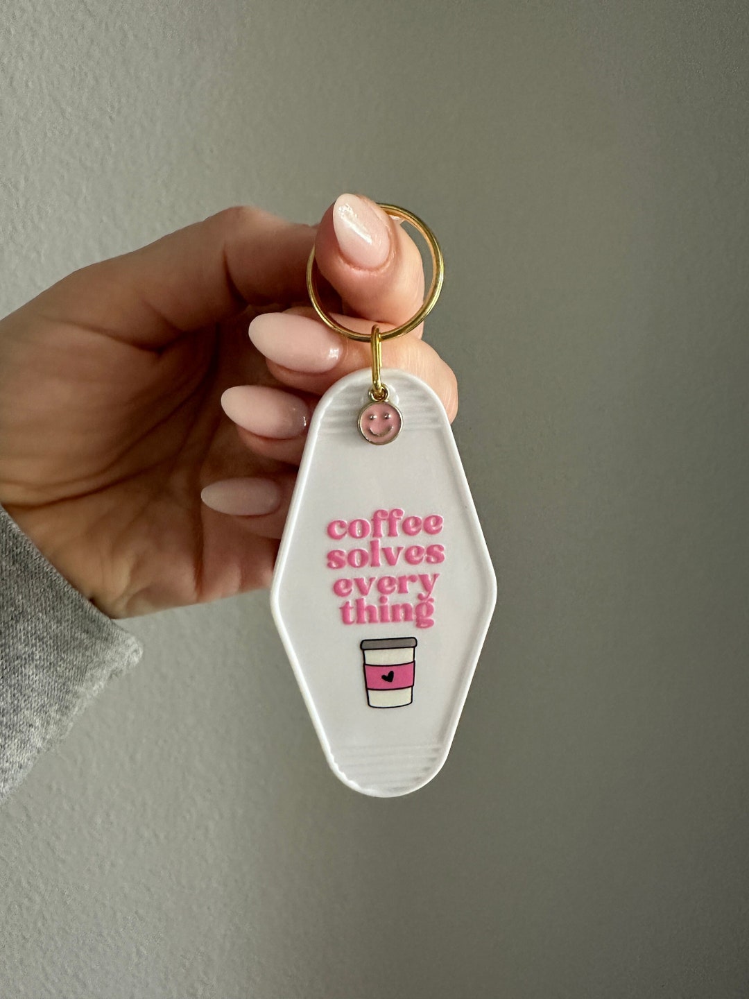 Coffee Solves Everything Keychain Motel Keychain Keychain With Charm ...