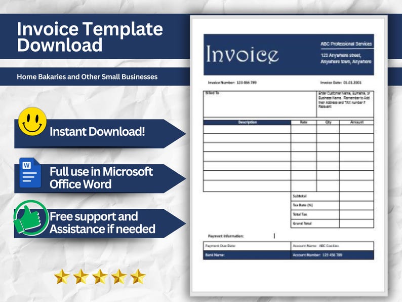 Professional Service Invoice Template for Small Businesses - Instant ...