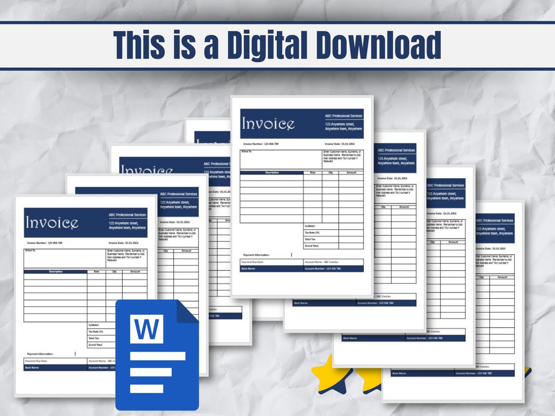 Professional Service Invoice Template for Small Businesses - Instant ...