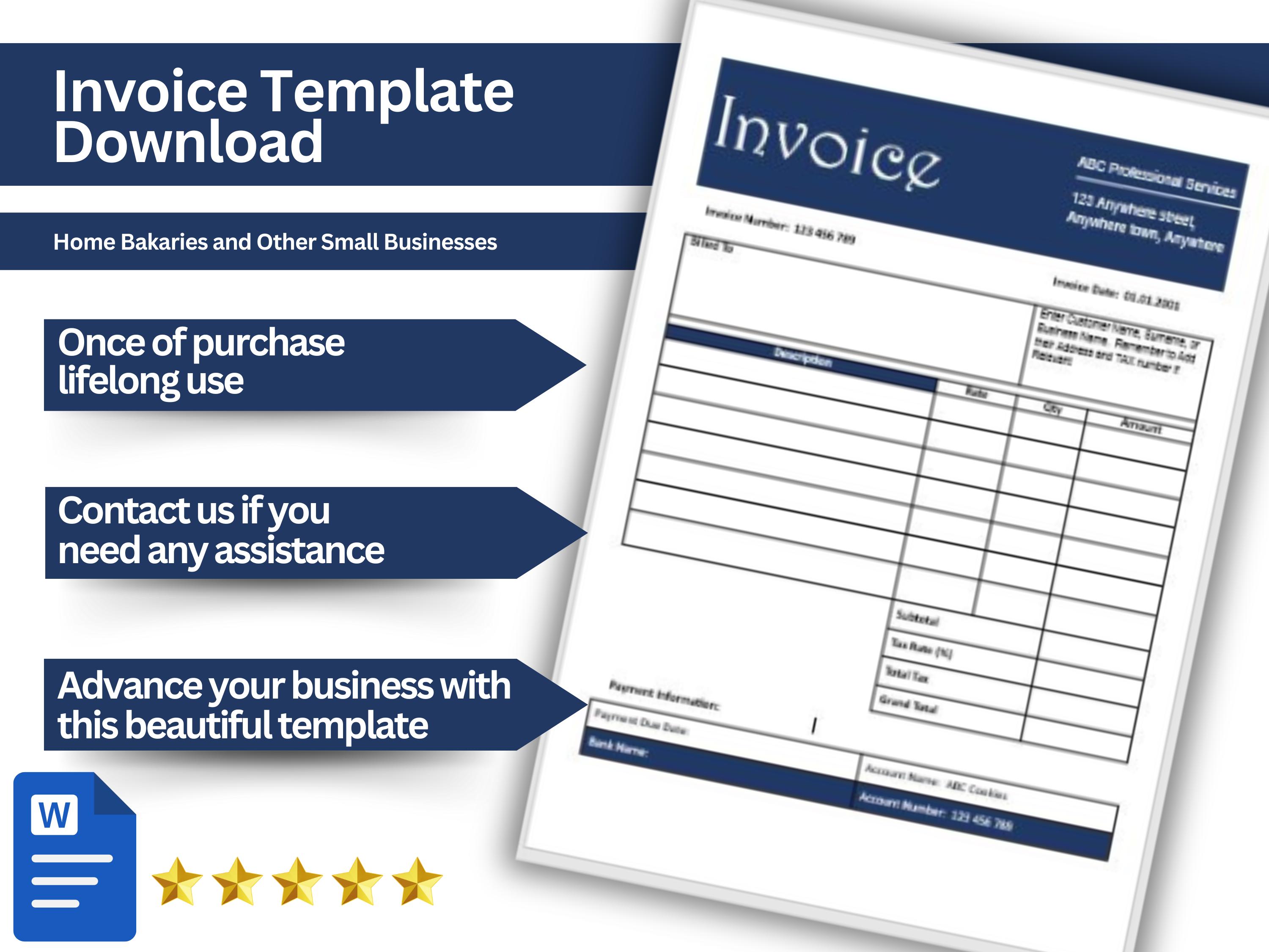 Professional Service Invoice Template for Small Businesses - Instant ...