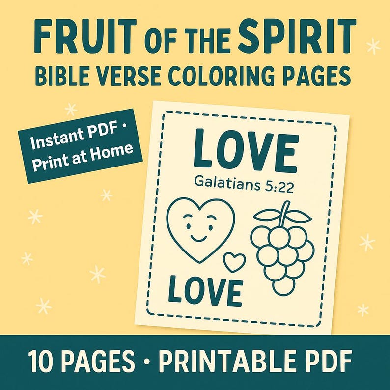 Fruit of the Spirit Coloring Pages: Sunday School Scripture (PDF ...