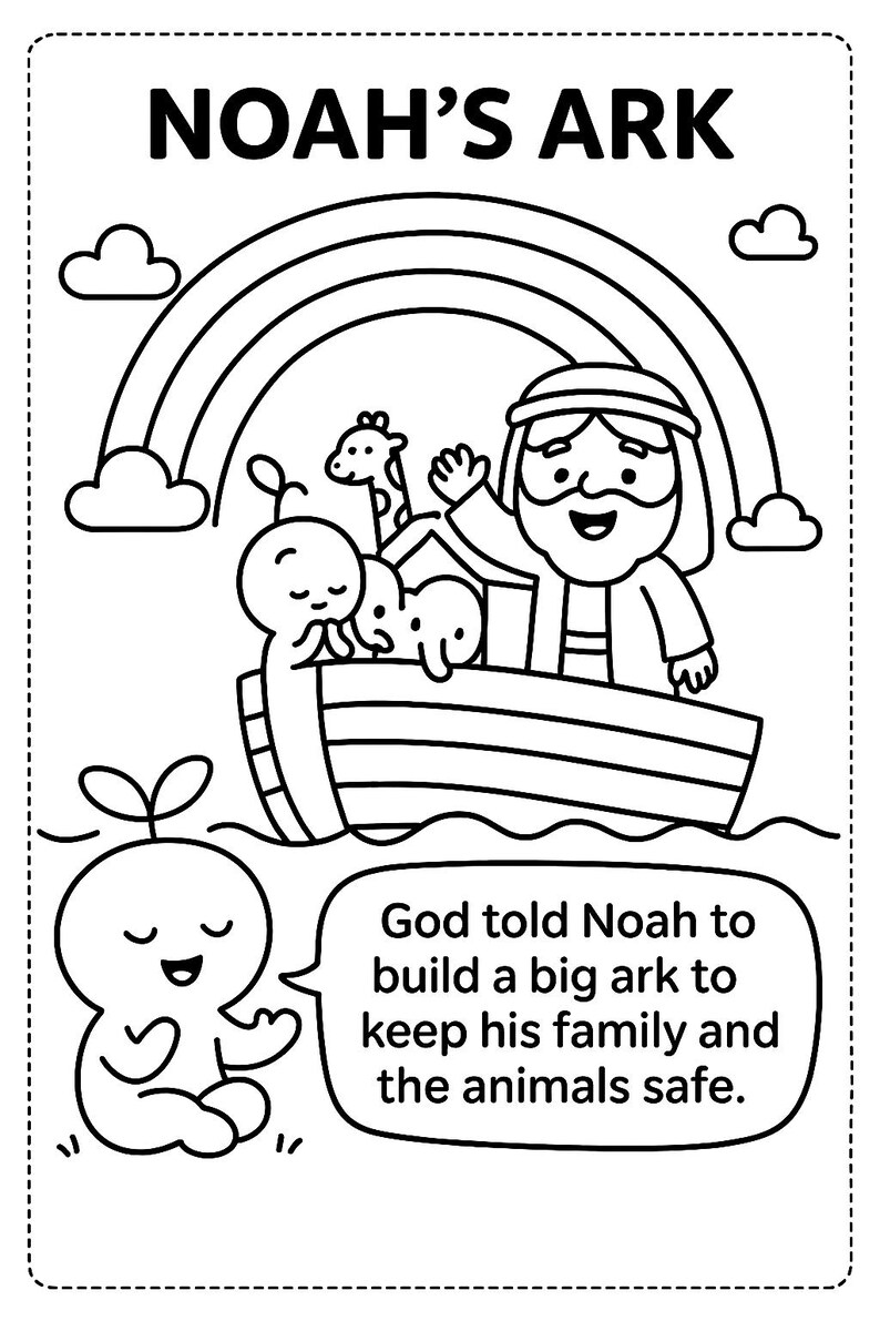 Noah's Ark Coloring Pages: Christian Bible Story Activity (PDF Download ...