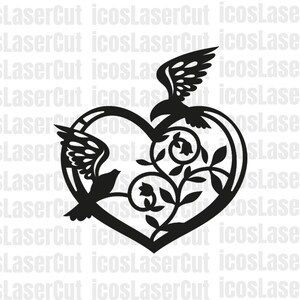 Birds Heart Wall Decor Valentines Love Birds Svg Digital Cut File svg ...