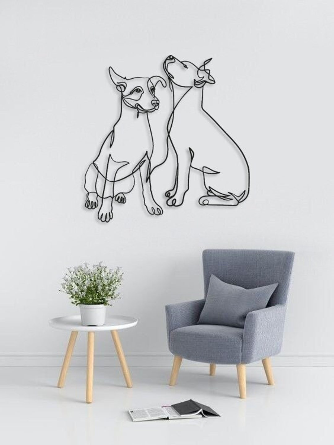 One Line Dogs Art Digital Files Dxf Files Ready to Cut Dogs Svg File ...