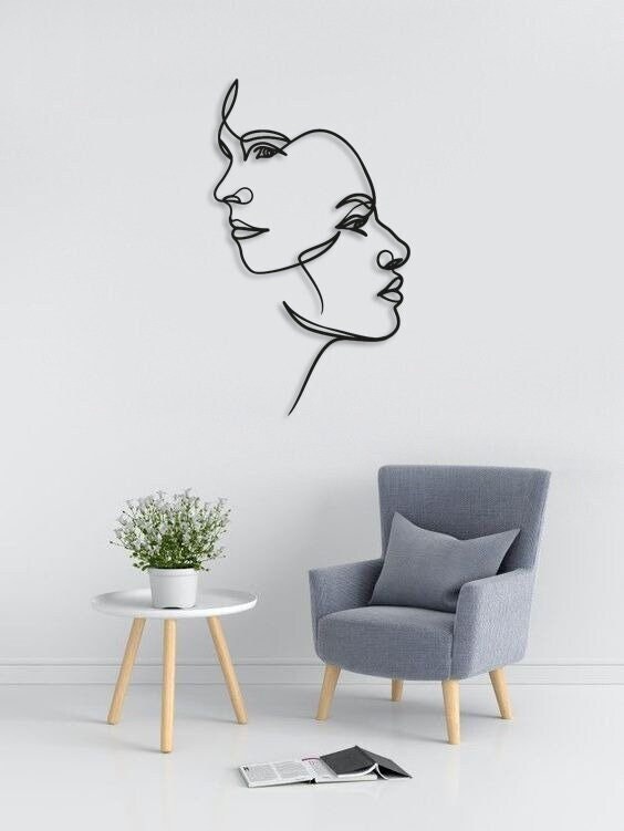 One Line Art Pair Faces Svg, Png, Dxf, Ai, Minimal Face, Single Line ...