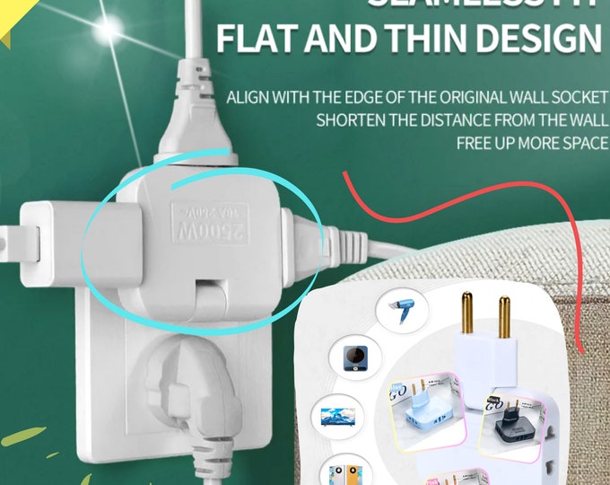 Multi-rotatable Socket Cable Converter 3 in 1 Extension Plug Multi-plug ...