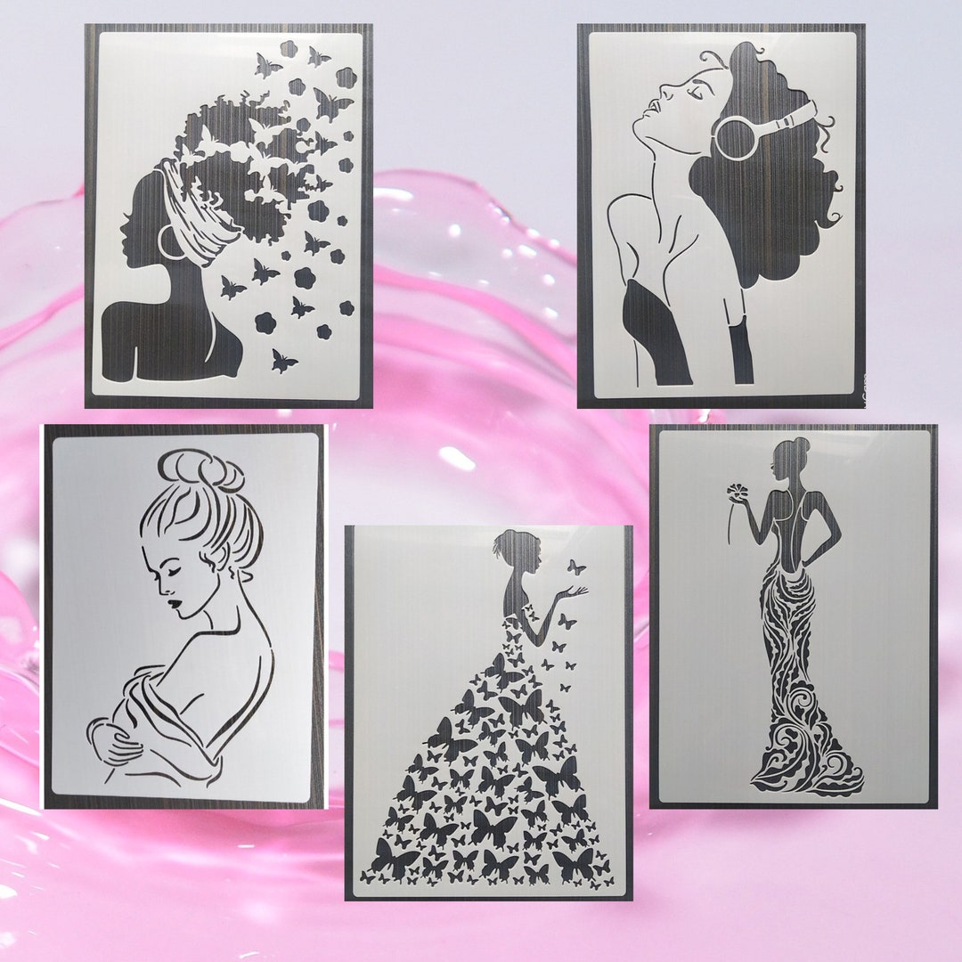 Beautiful Quality Stencils 5 Pcs each Piece is Seperate Woman Wall ...