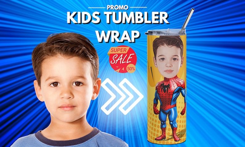 Transform Your Boy's Picture Into a Superhero Cartoon ,kids Tumbler ... Transform Your Boy's Picture Into a Superhero Cartoon ,kids Tumbler ...