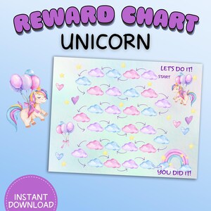 Printable Unicorn Reward Chart Rainbow Behavior Chart Girls - Etsy