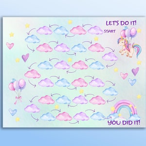 Printable Unicorn Reward Chart Rainbow Behavior Chart Girls - Etsy
