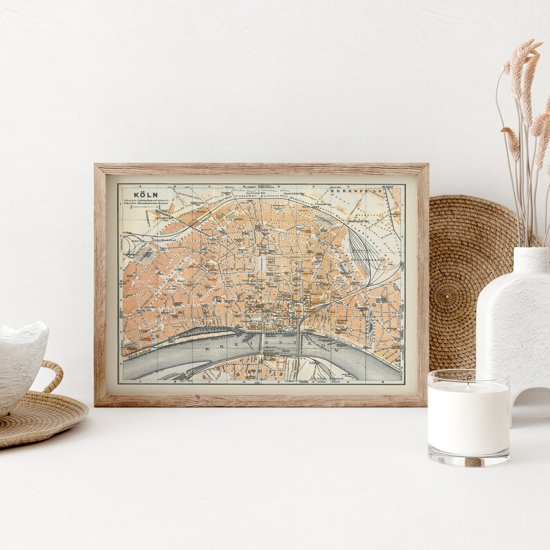 Koln Map, Printable Art, Map of Cologne, Print Wall Art, Digital ...