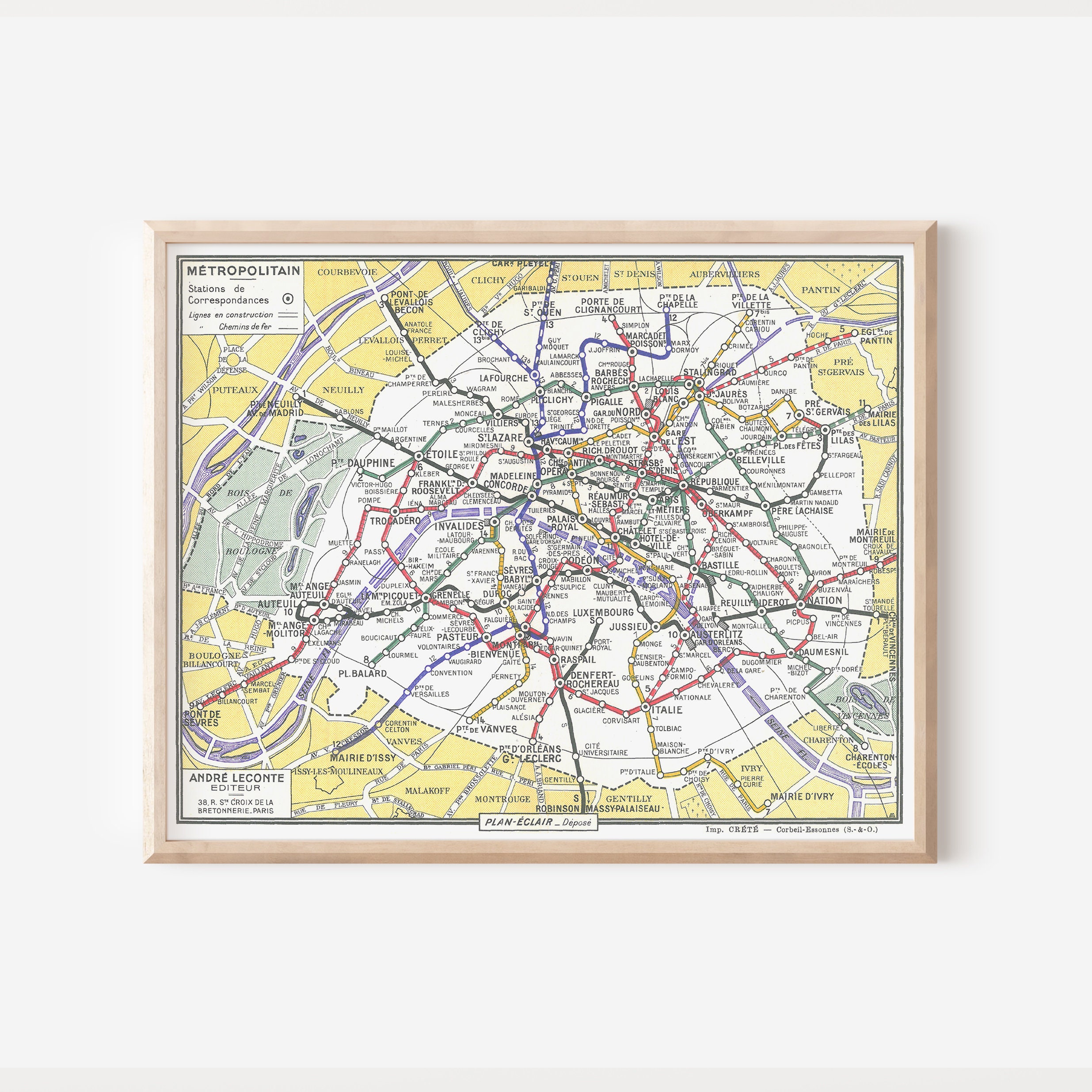 Paris Metro Map, Printable Art, Map of Paris France, Print Wall Art ...