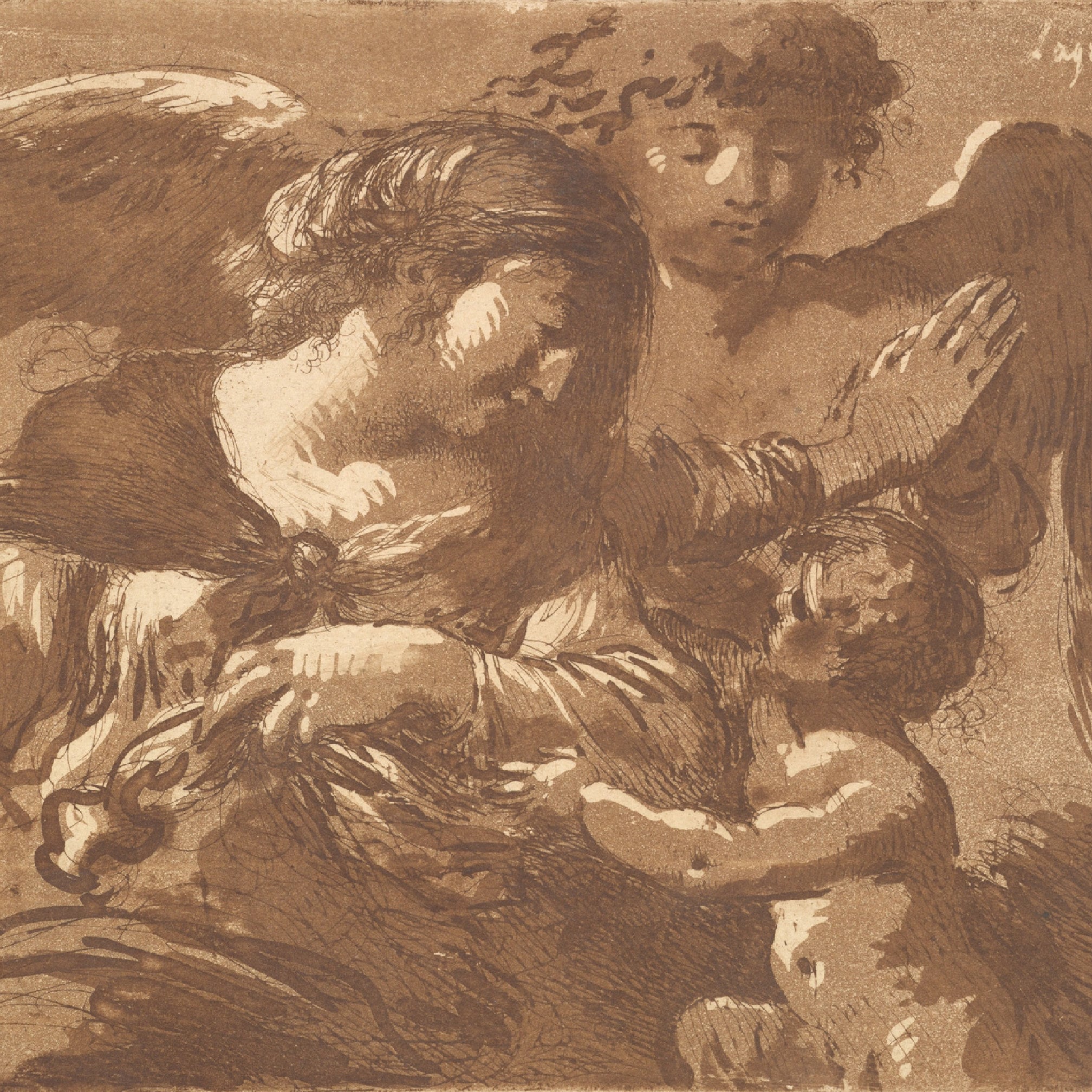 Printable Wall Art, Guardian Angel Etching and Aquatint, Bedroom ...