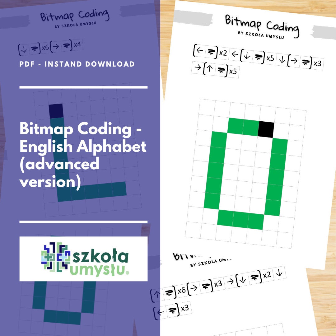 Bitmap Coding English Alphabet Advanced Etsy 