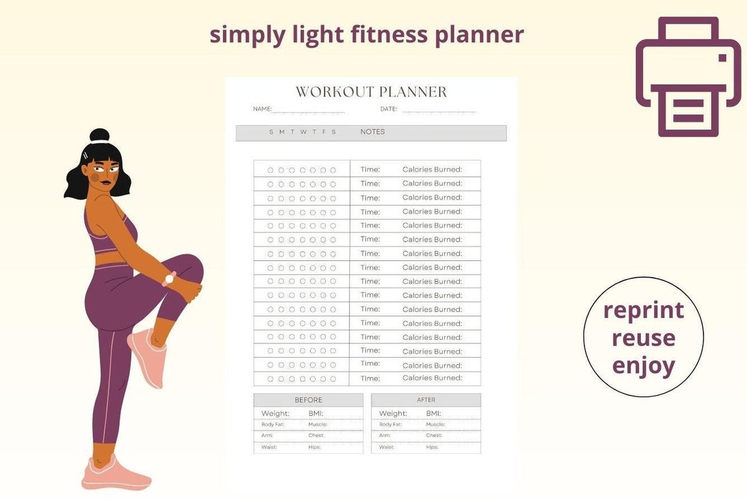 Printable Planner | Workout Planner | Fitness |download Planner | A5 ...