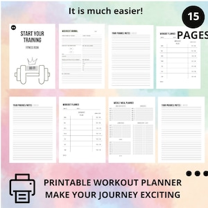 Printable Workout and Fitness Planner , Fitness Journal, Daily Planner ...