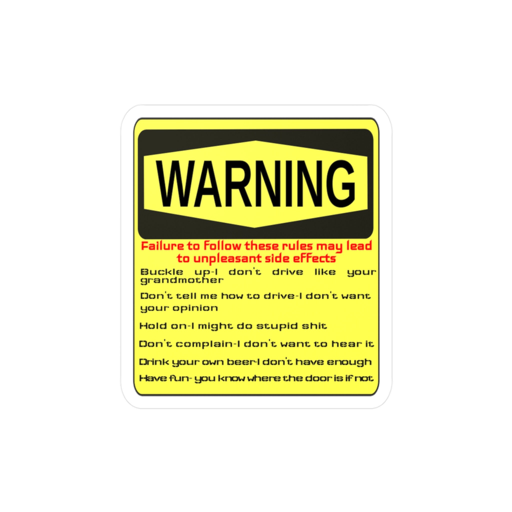 Warning Sticker, UTV Warning Sticker, Side by Side Warning Sticker ...