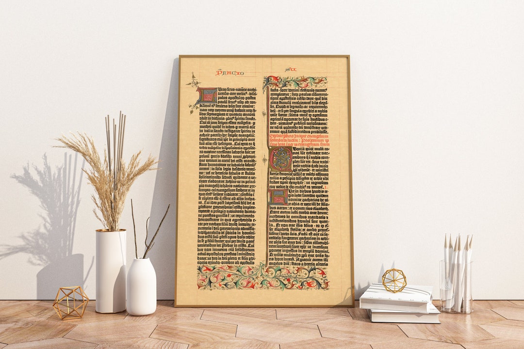 Poster Bible Vintage Christian Art Gutenberg Bible - Etsy