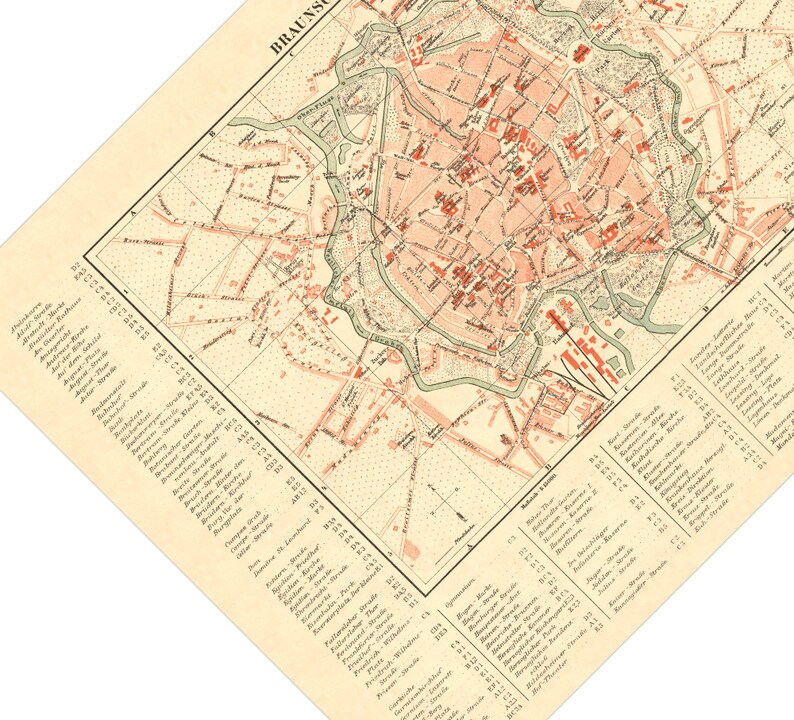Poster Map Brunswick Vintage City Map 19th Century - Etsy