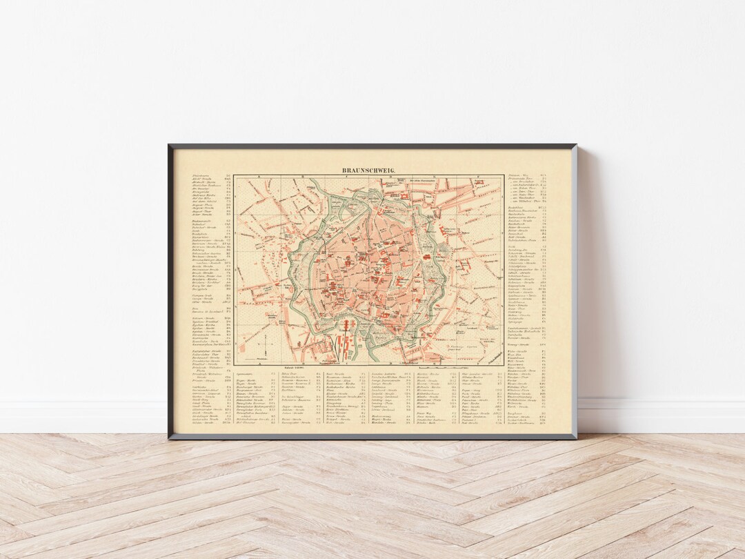 Poster Map Brunswick Vintage City Map 19th Century - Etsy