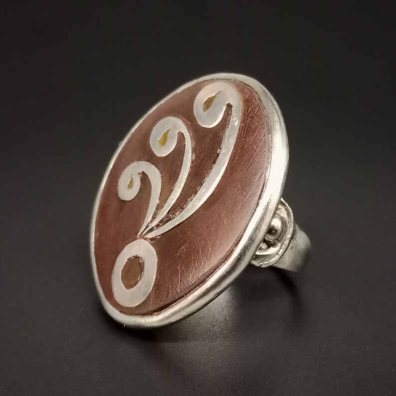 Tortoise Shell Handmade Ring Turtle Shell Silver Ring Vav - Etsy