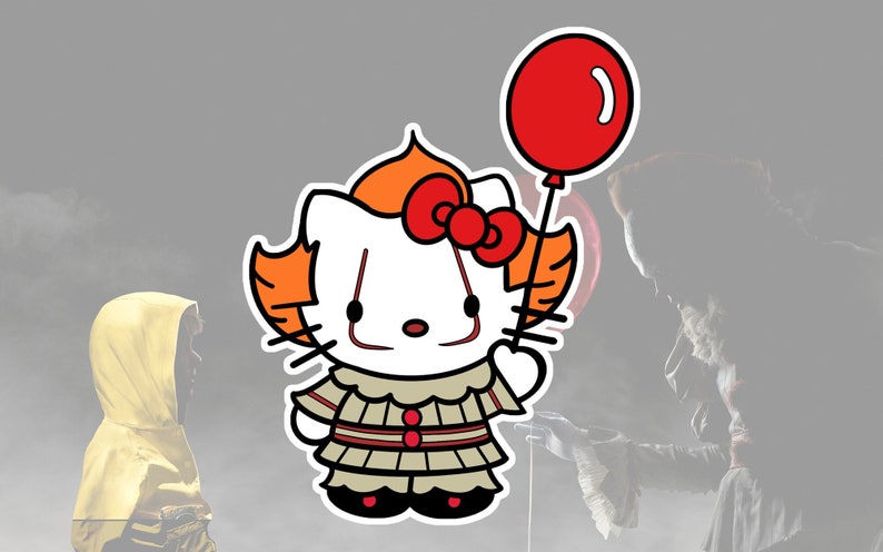 IT Clown Pennywise Horror Hello Kitty Sticker - Etsy Israel