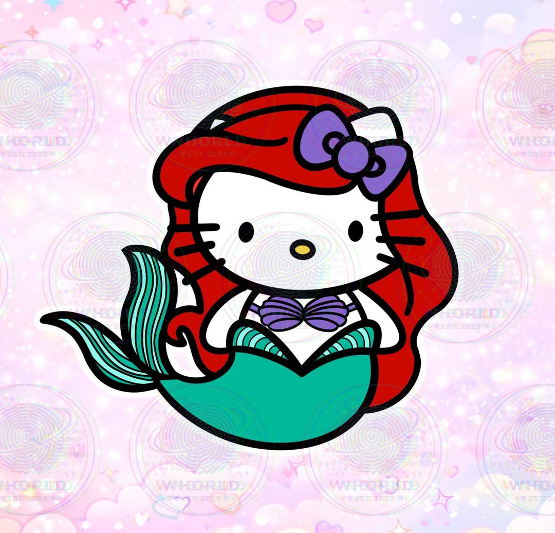 Disney the Little Mermaid Ariel Hello Kitty Sticker - Etsy