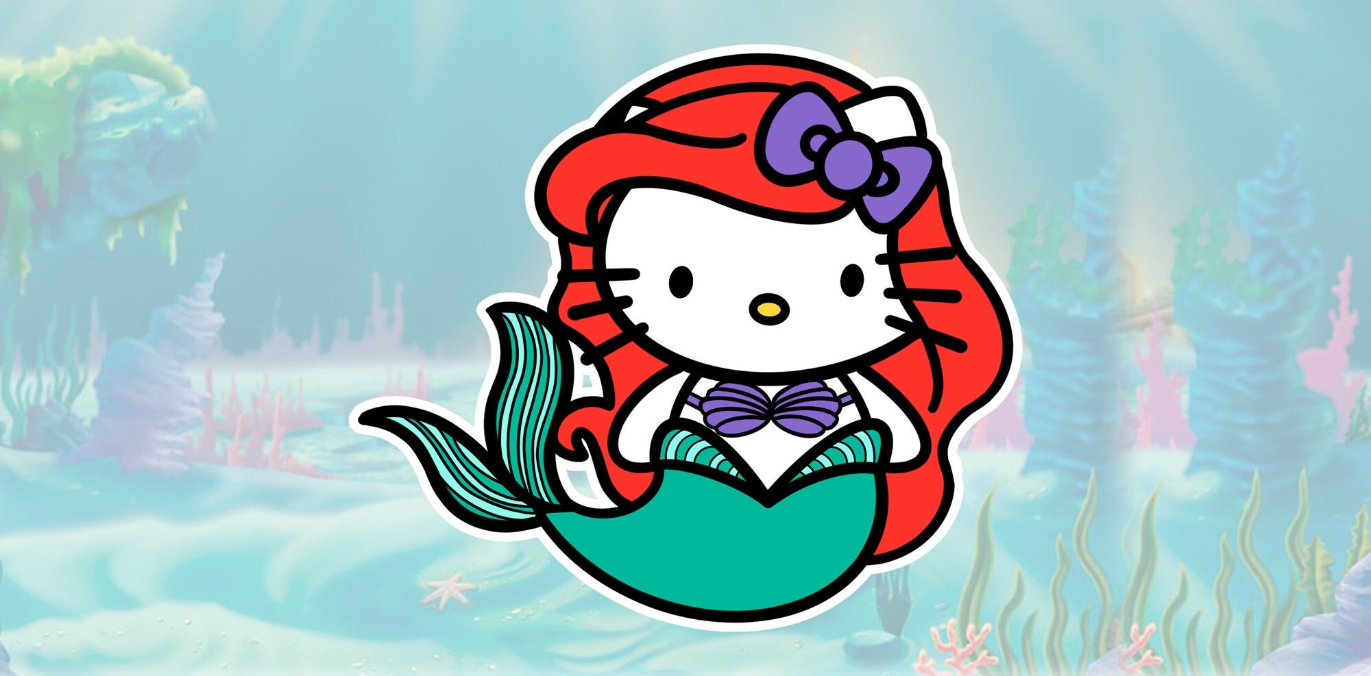 Disney the Little Mermaid Ariel Hello Kitty Sticker - Etsy