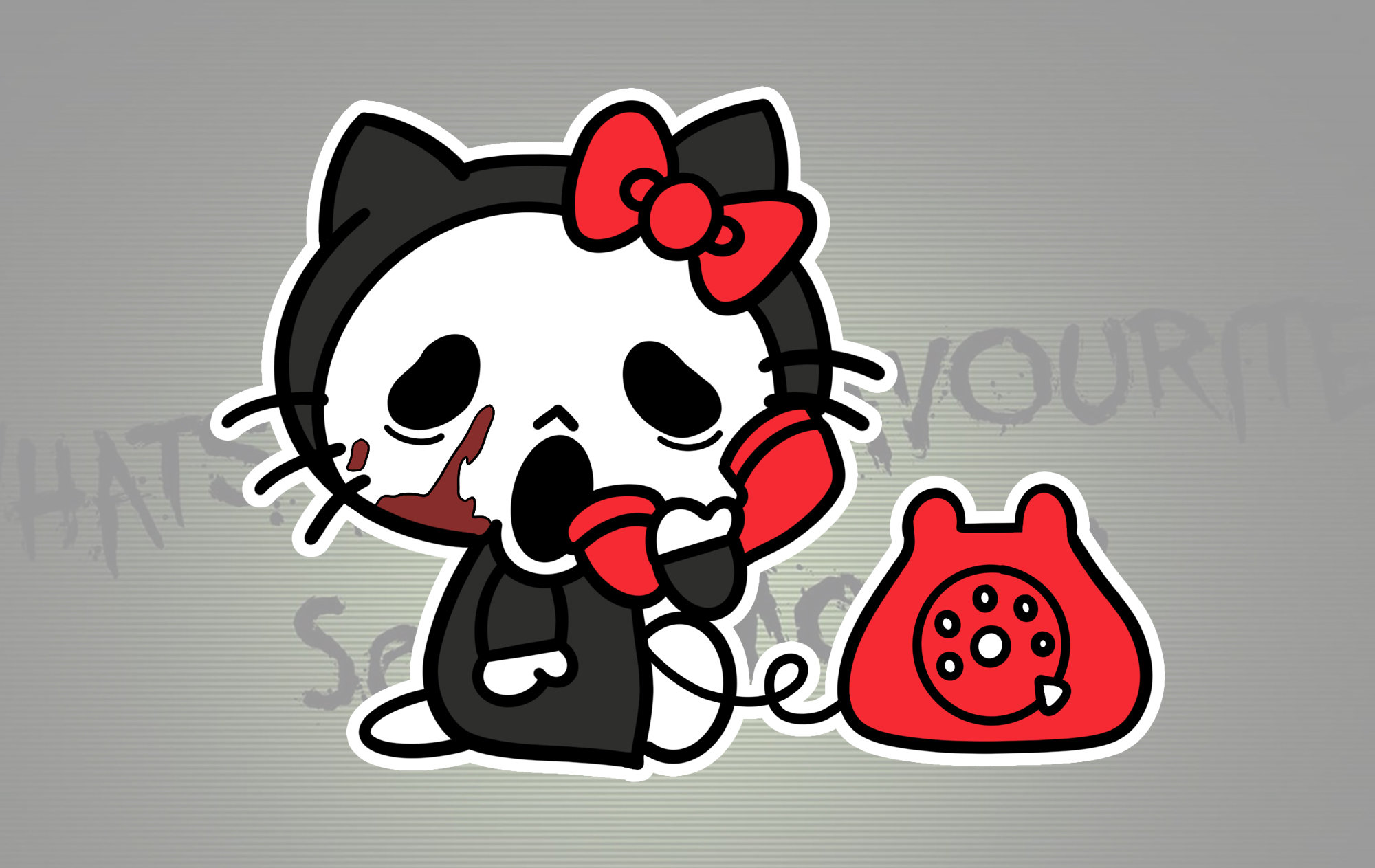 Scream Ghostface Hello Kitty Sticker - Etsy