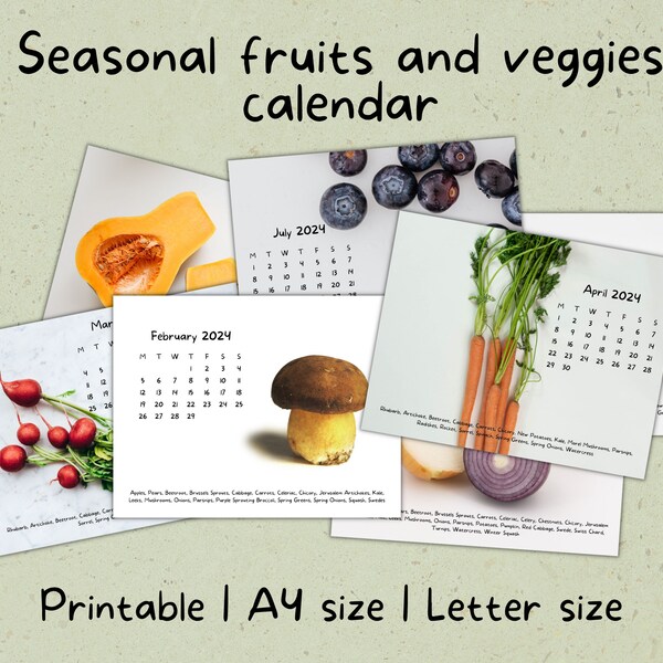 Illustrated Seasonal Calendar - Etsy