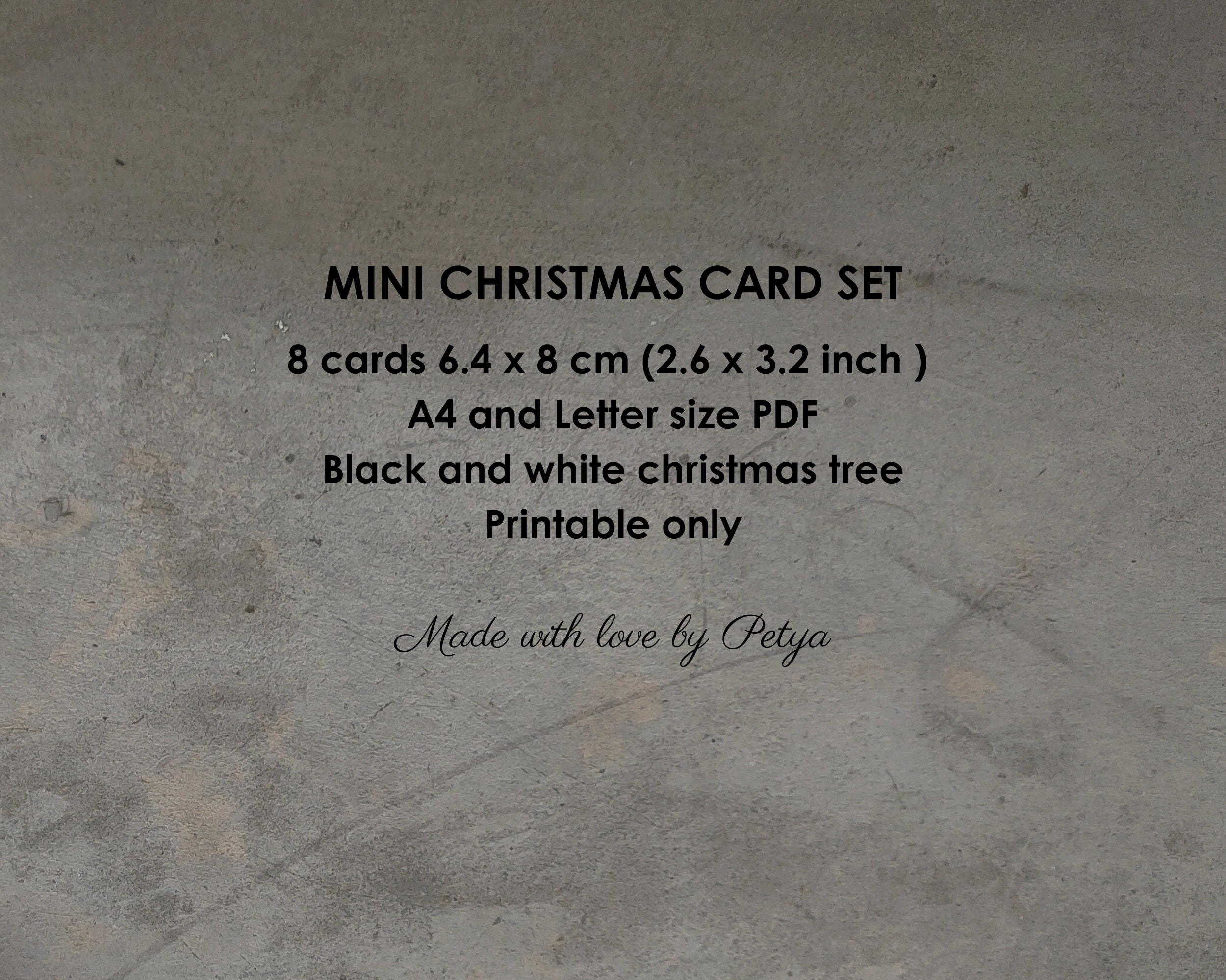 Mini Christmas Tree Card Set | Printable Black and White Greeting Cards ...