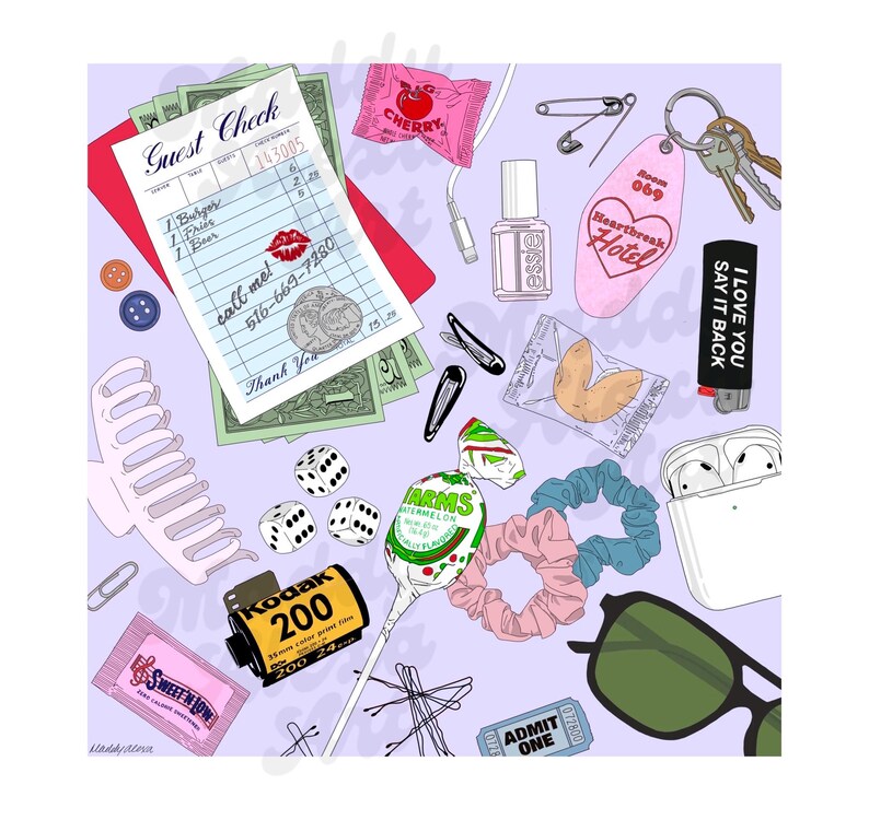 Purse Dump Eye Spy Collection Art Print Original Artwork Digital ...