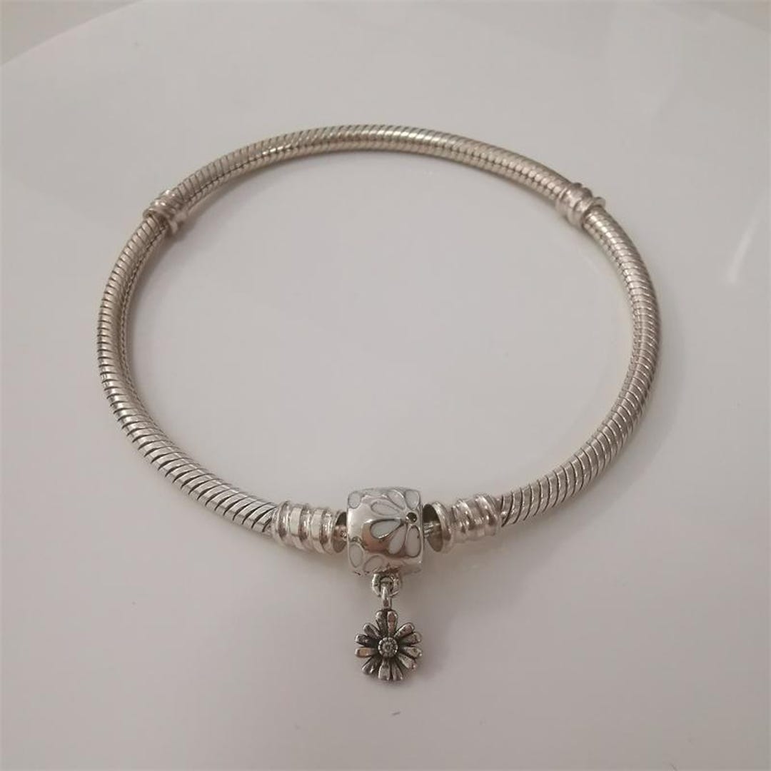 Pandora Moments Daisy Flower Clasp Snake Chain Bracelet - Etsy