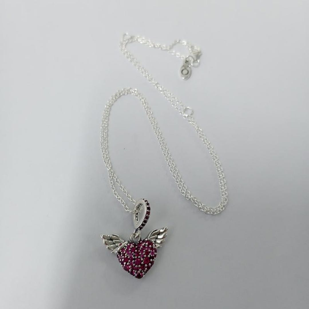Pandora Pavé Heart Angel Wings Necklace 45cm S925 Ale Gift Bag - Etsy