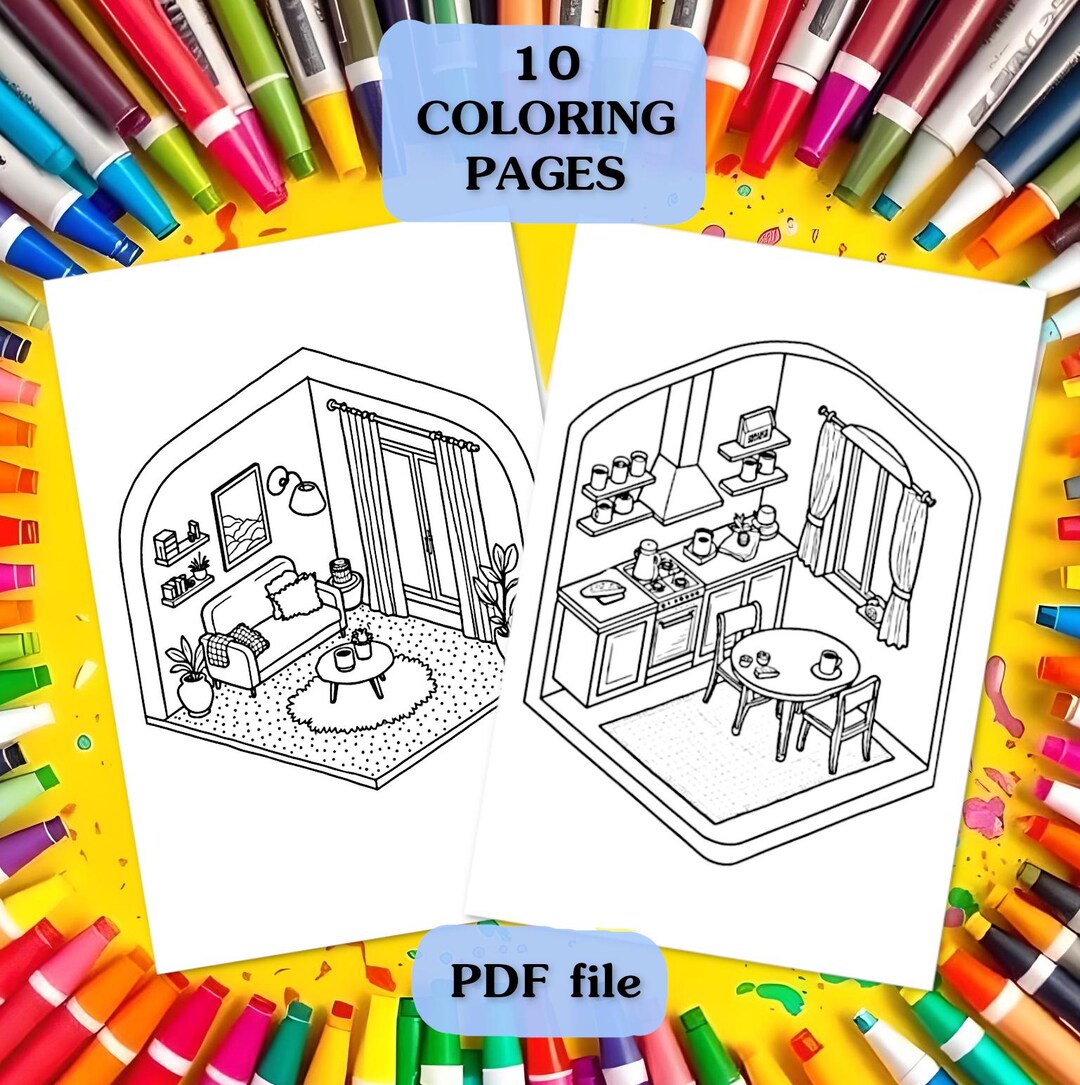 Cozy Spaces and Cozy Room Coloring Pages | Relaxing and Inviting Art ...