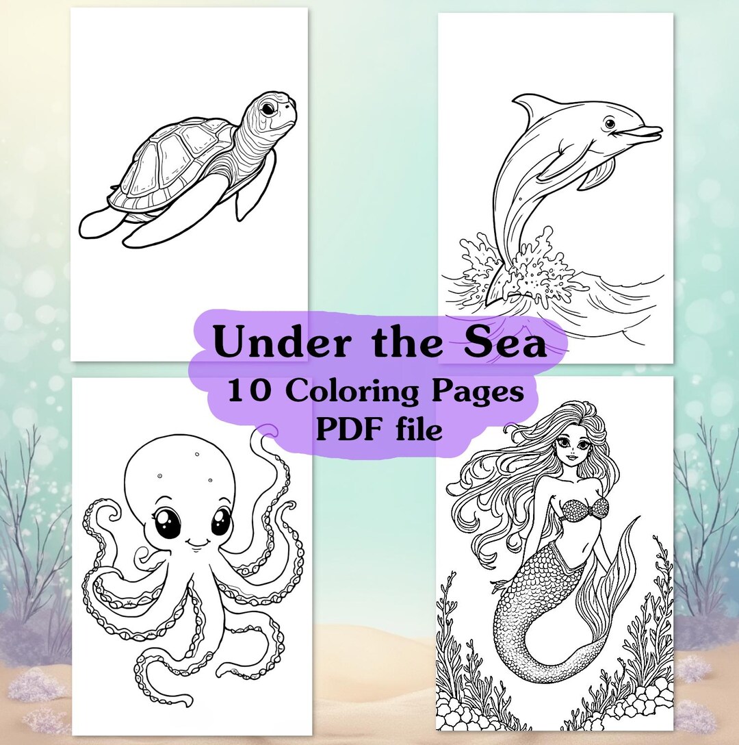 Under the Sea Coloring Book: Fun Ocean Animals and Magical Creatures - Etsy