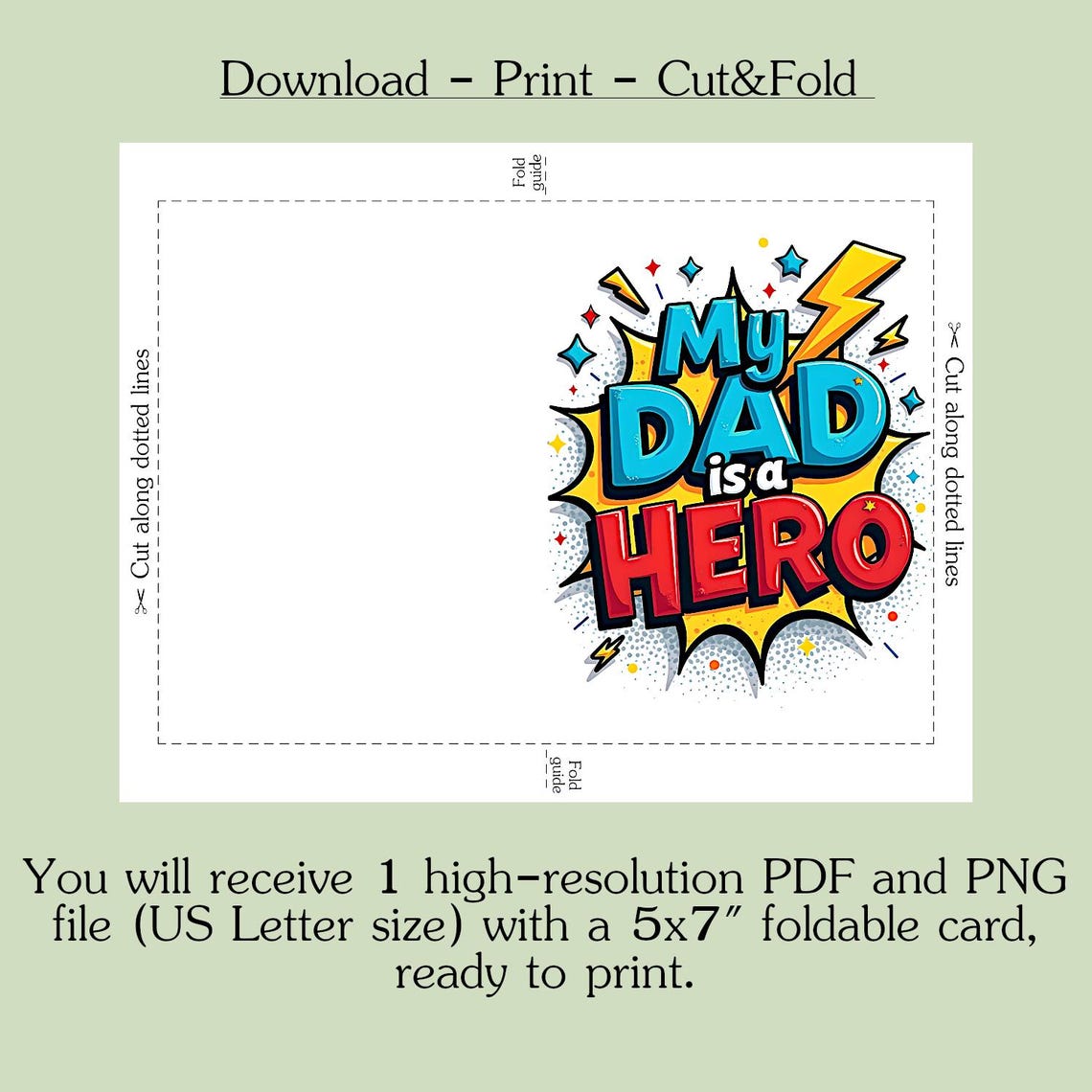 Father's Day Card | My Dad is a Hero | Funny Superhero Dad Card ...
