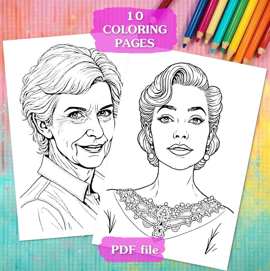 Woman Portraits Coloring Pages | Graceful and Relaxing Art | 10 Pages ...