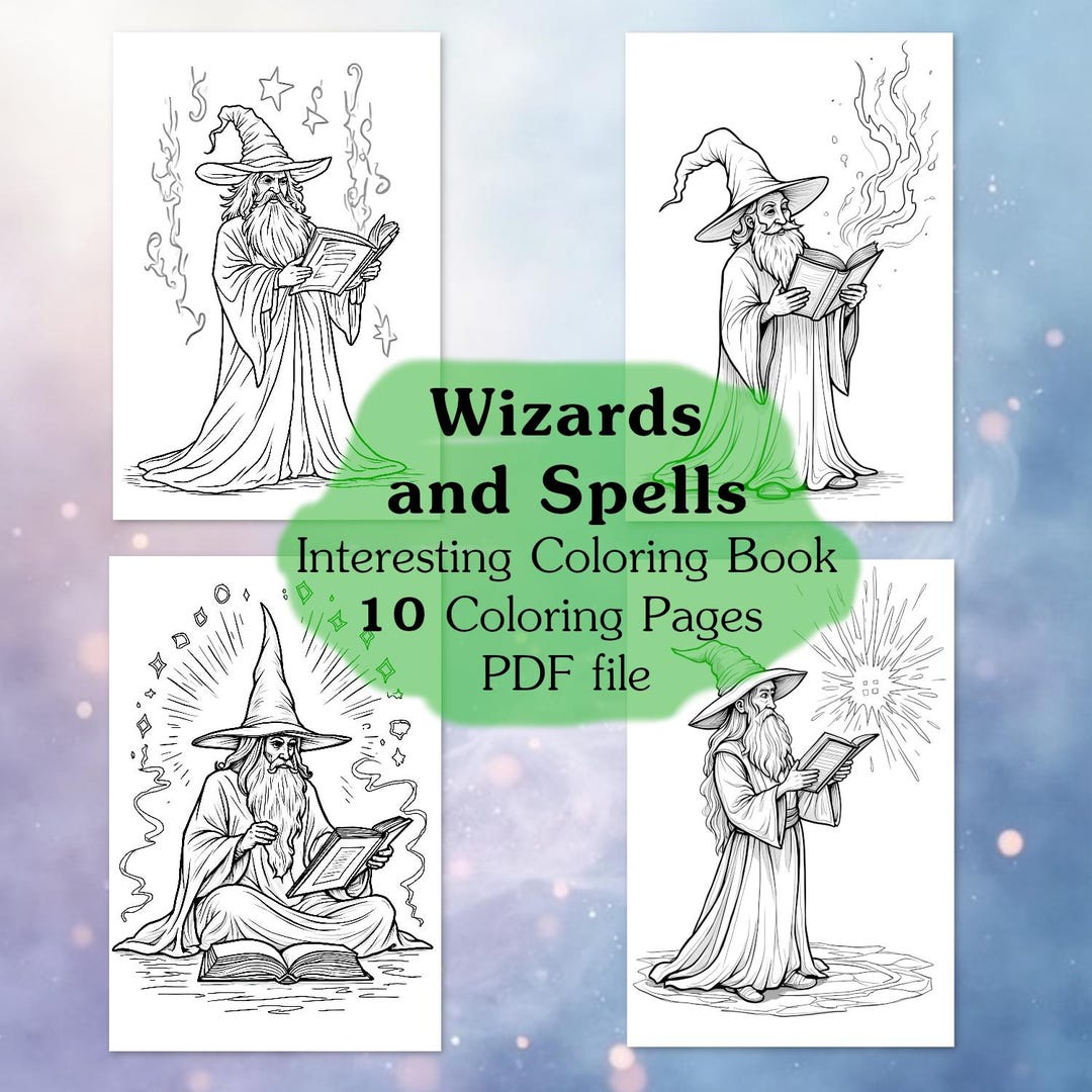 Wizards and Spells Coloring Pages | Magical and Relaxing Art | 10 Pages ...