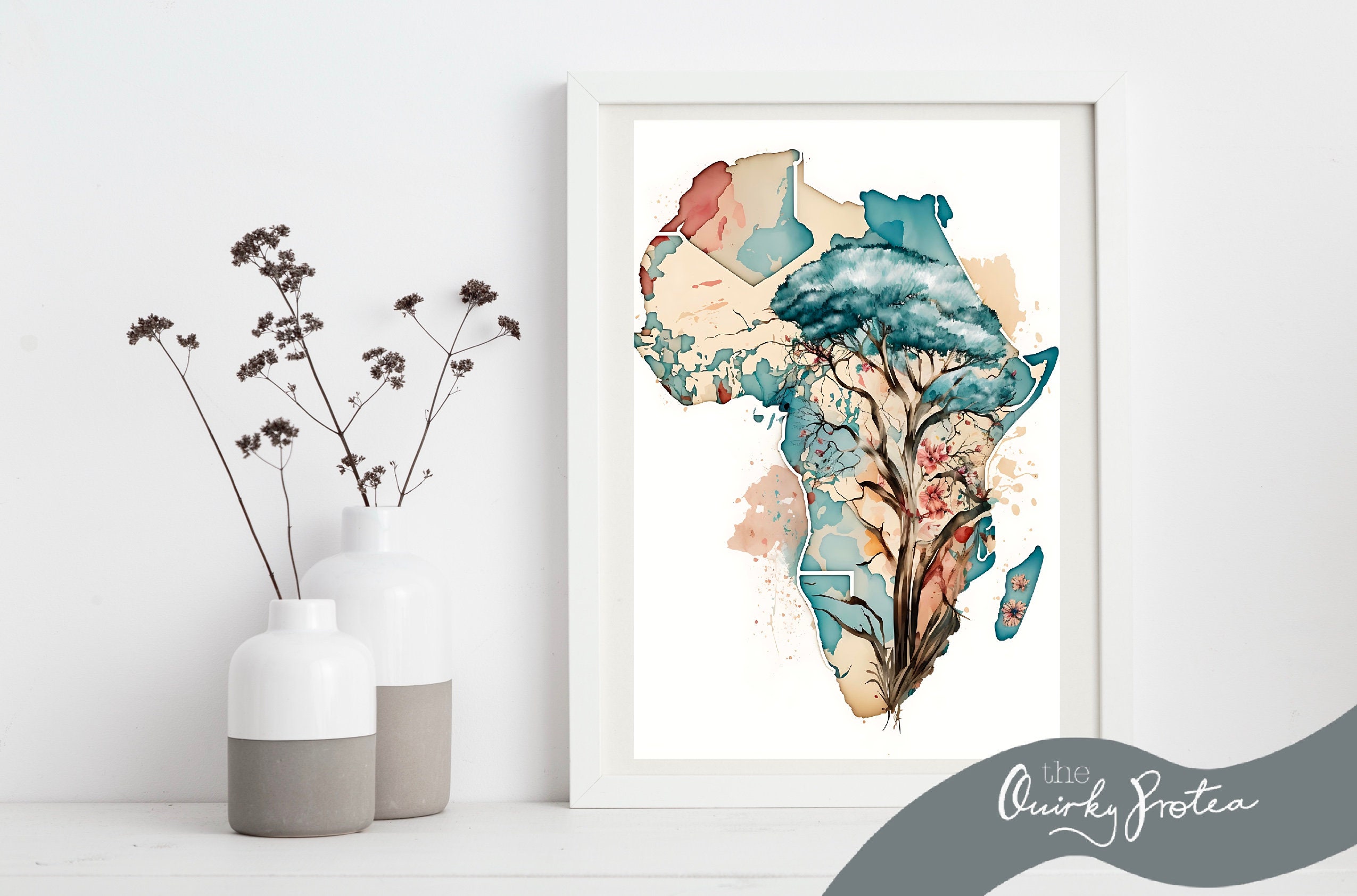 Set of 3 Africa Maps, Watercolour, Digital Download, Wall Decor, South ...