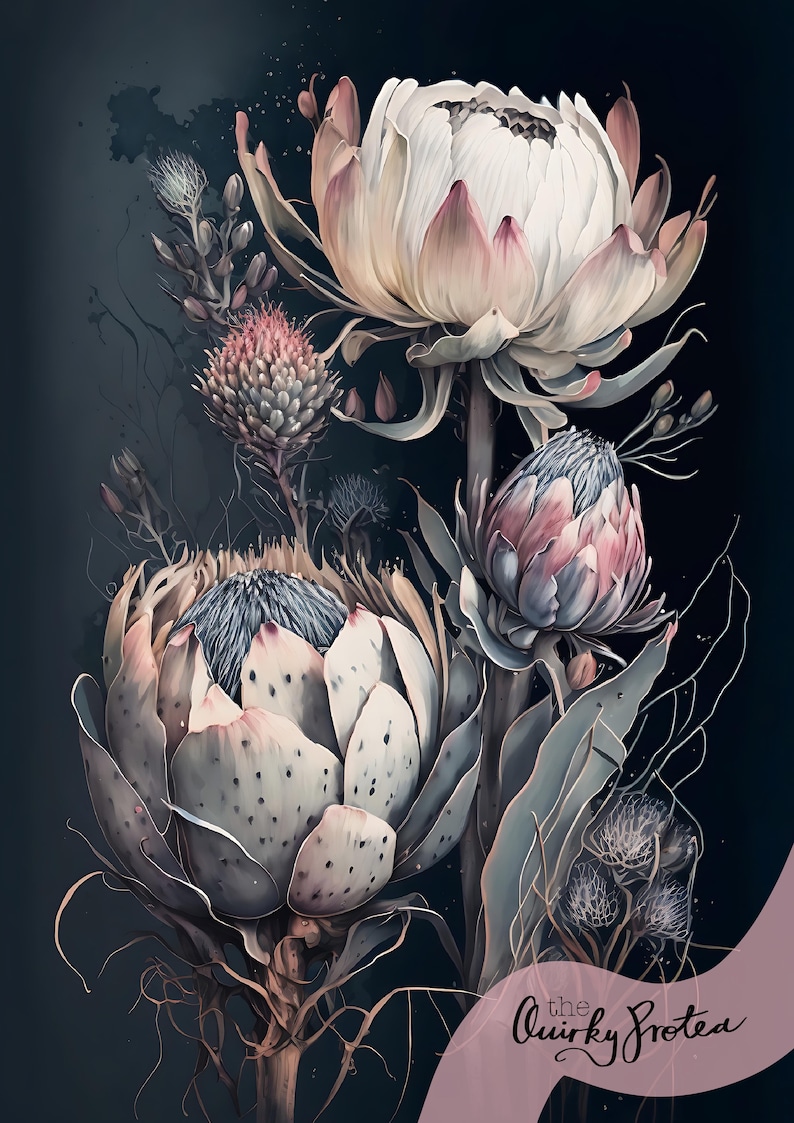 Proteas Watercolour, Digital, Clipart, Protea Prints, African Art, AI ...