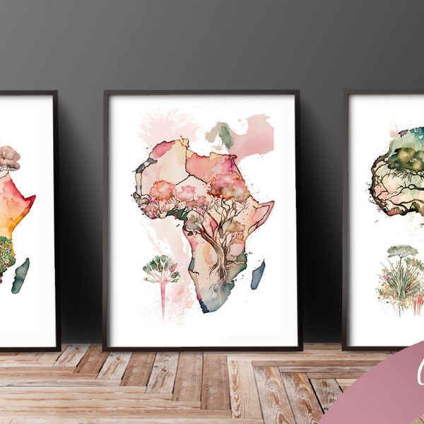 African Map With Protea - Etsy