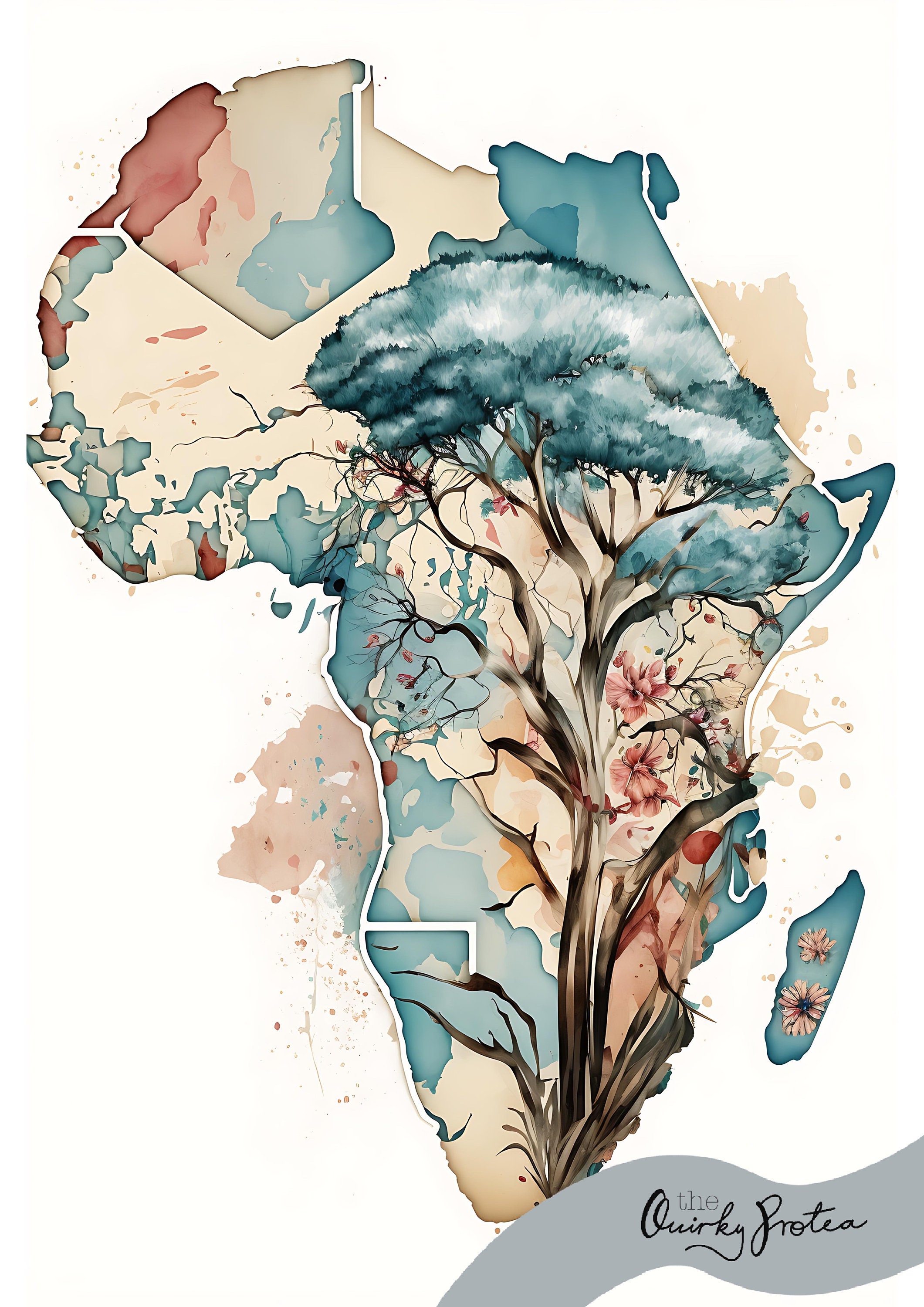 Set of 3 Africa Maps, Watercolour, Digital Download, Wall Decor, South ...