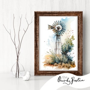 Set of 3 South African Windpomp Watercolour, Digital Download, Wall ...