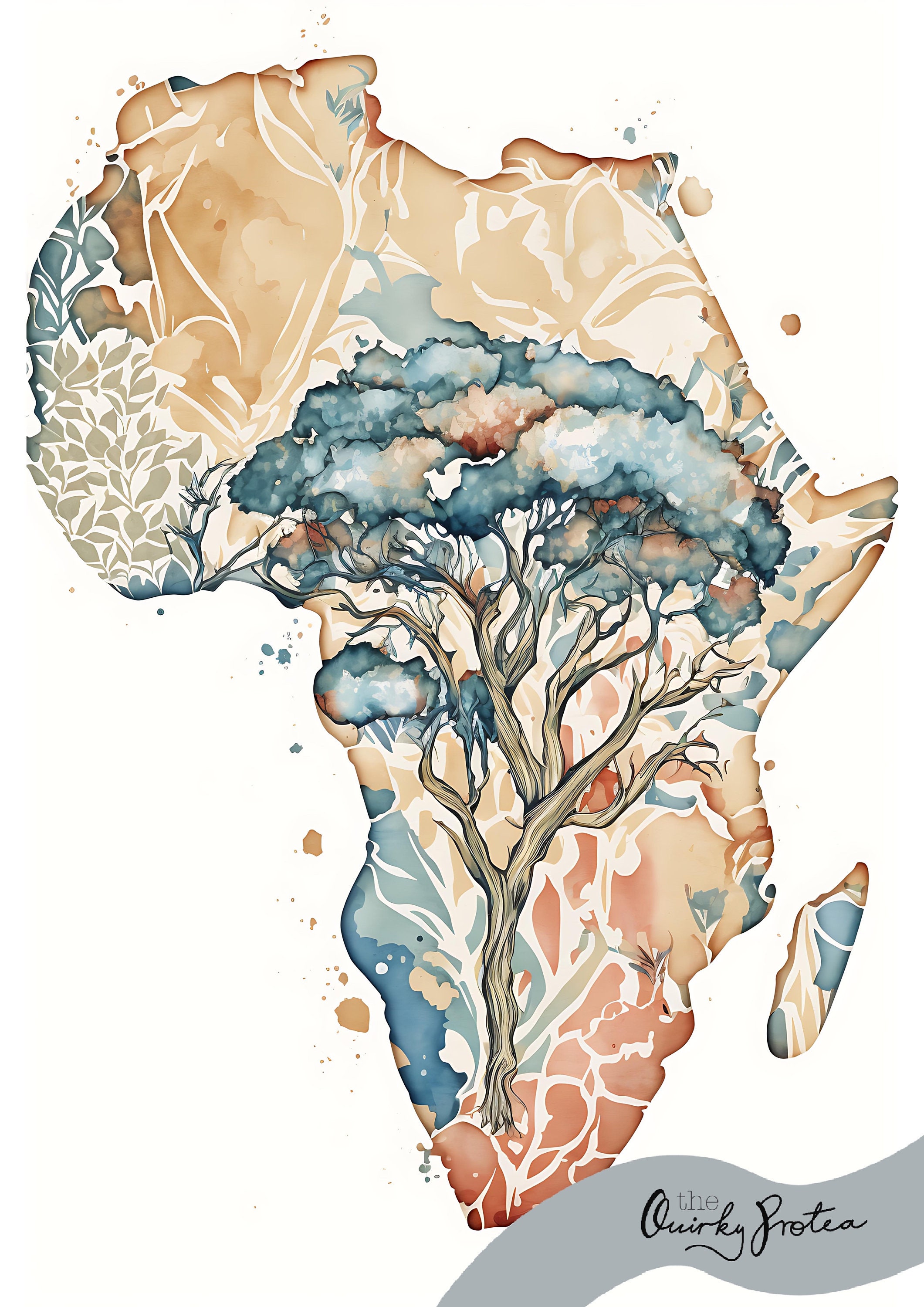Set of 3 Africa Maps, Watercolour, Digital Download, Wall Decor, South ...