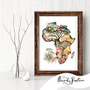 Set of 3 African Maps Watercolour, Digital Download, Wall Decor ...
