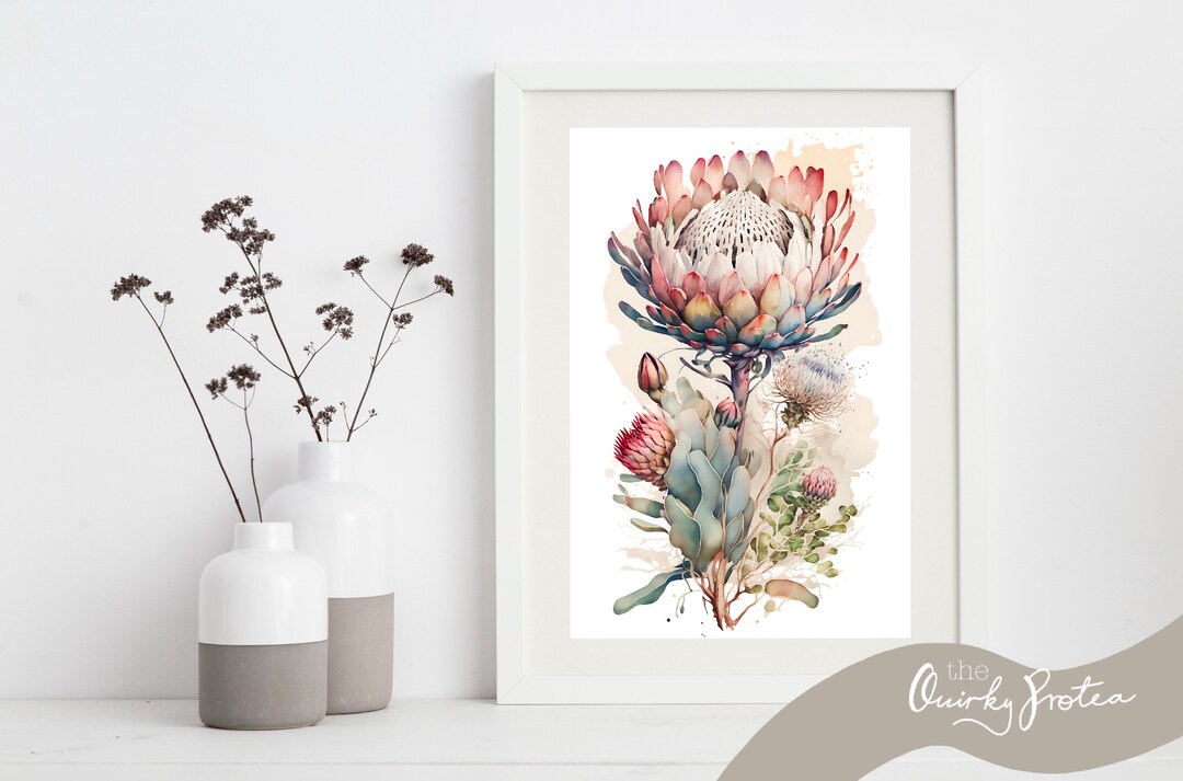 Protea Watercolour, Digital Download,bedroom Decor, Blush Pink Print ...