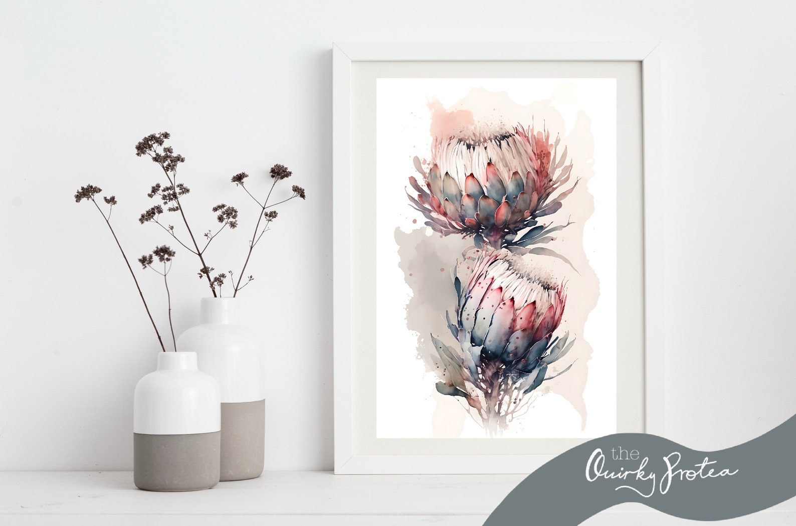 King Proteas, Clipart, Blush Pink Print, Protea Flower, Digital Prints, Floral Art, AI, South ...